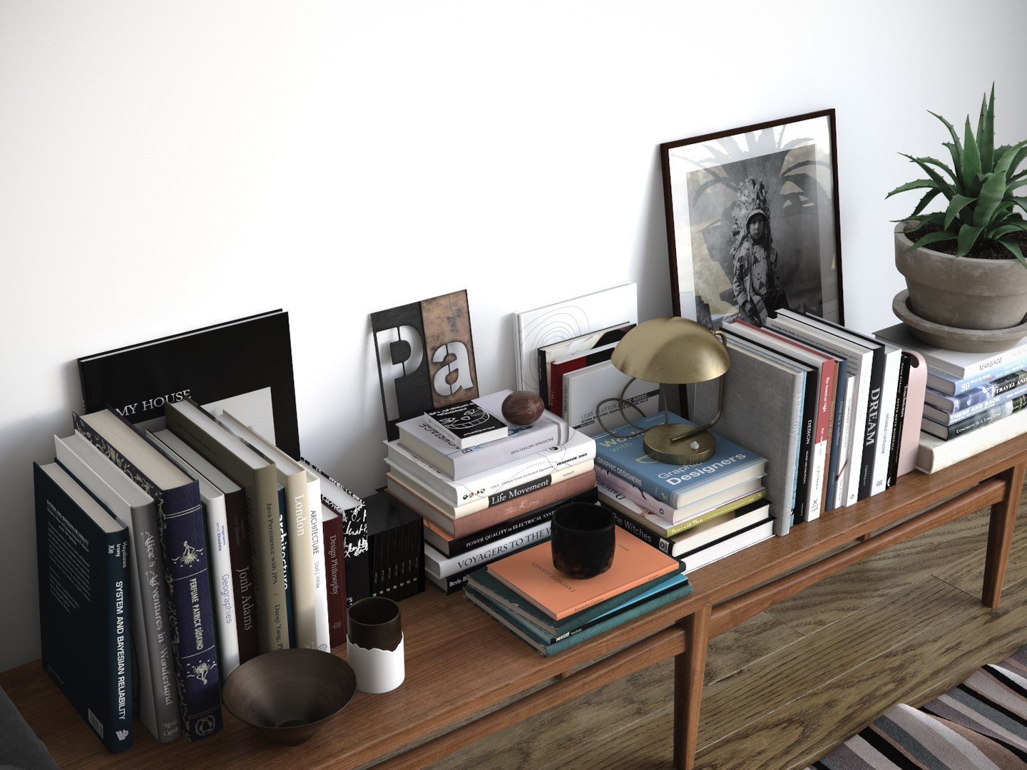 Realistic Books Decorative Set