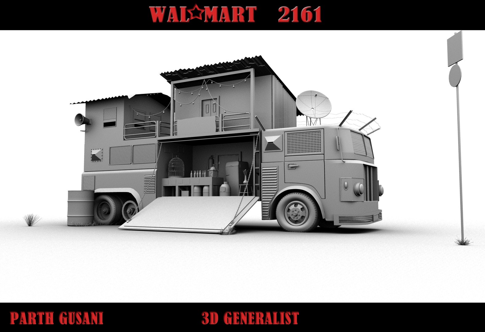 3d Truck Grey Scale Model