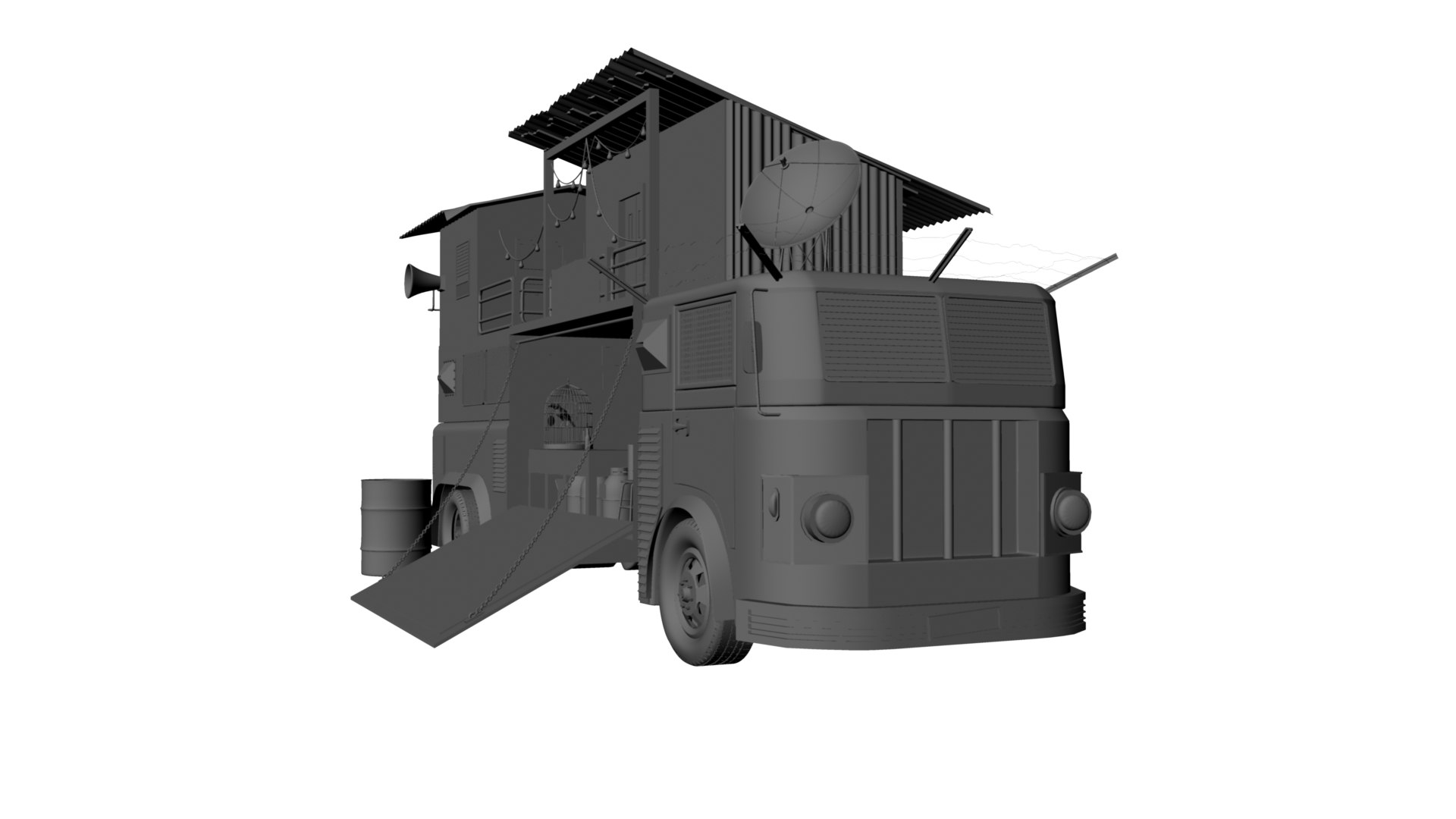 3d Truck Grey Scale Model