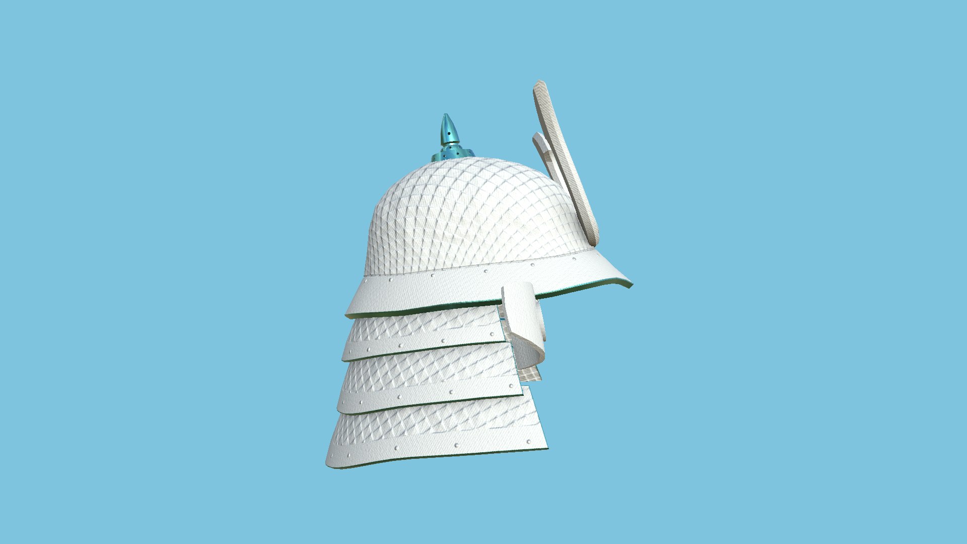 Samurai Helmet 05 White Blue - Fantasy Character Design model ...