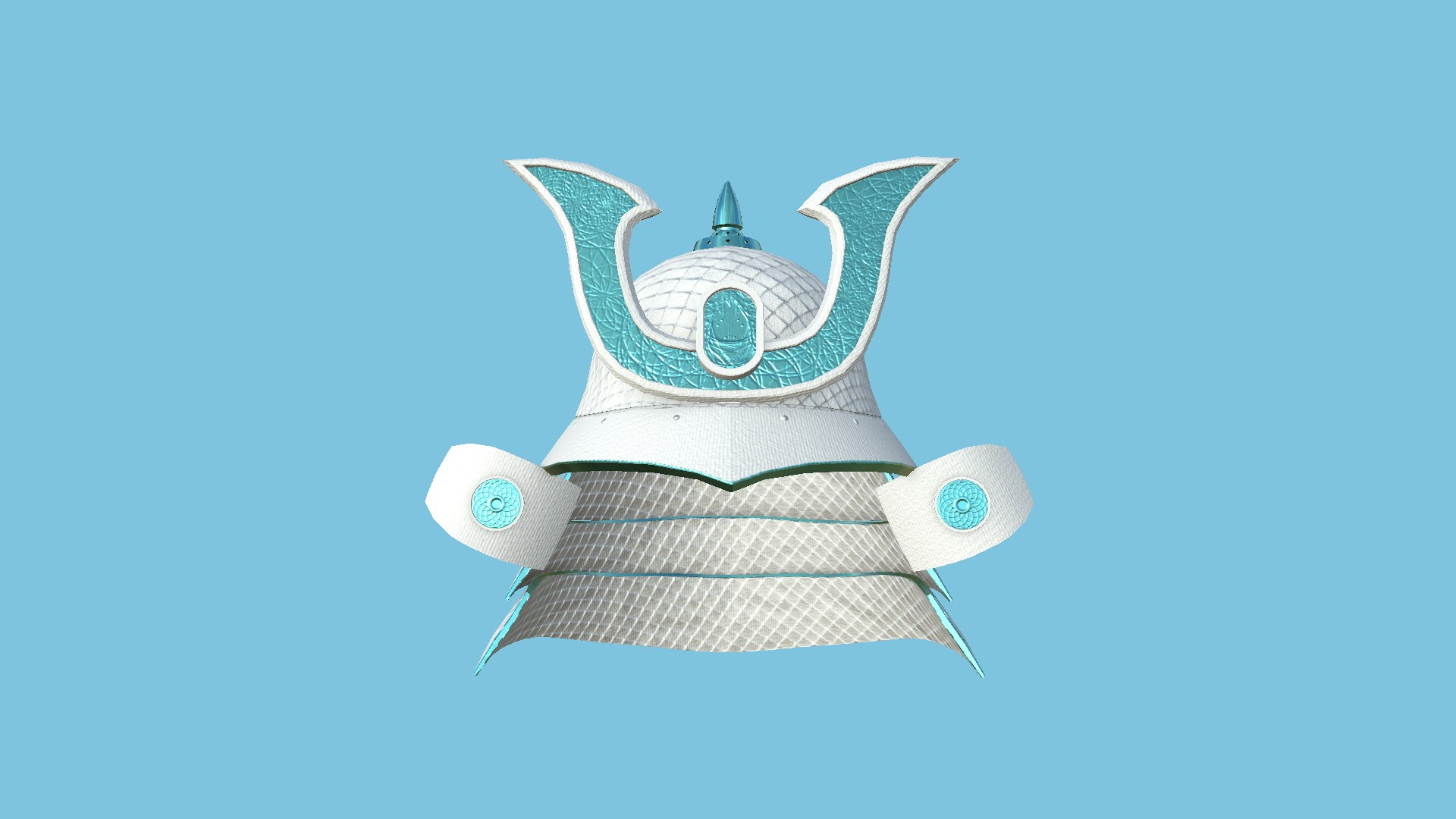 Samurai Helmet 05 White Blue - Fantasy Character Design model ...