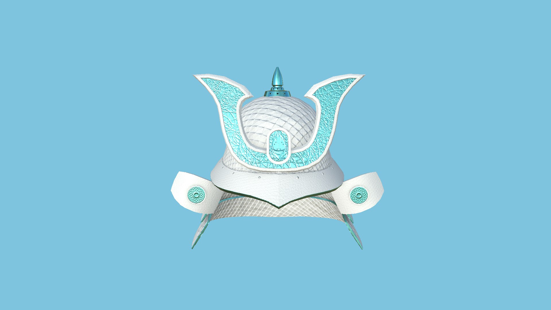 Samurai Helmet 05 White Blue - Fantasy Character Design model ...