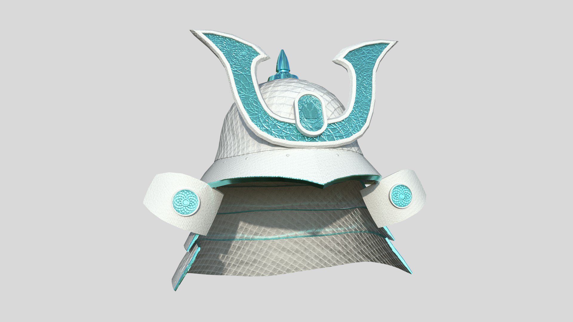Samurai Helmet 05 White Blue - Fantasy Character Design model ...