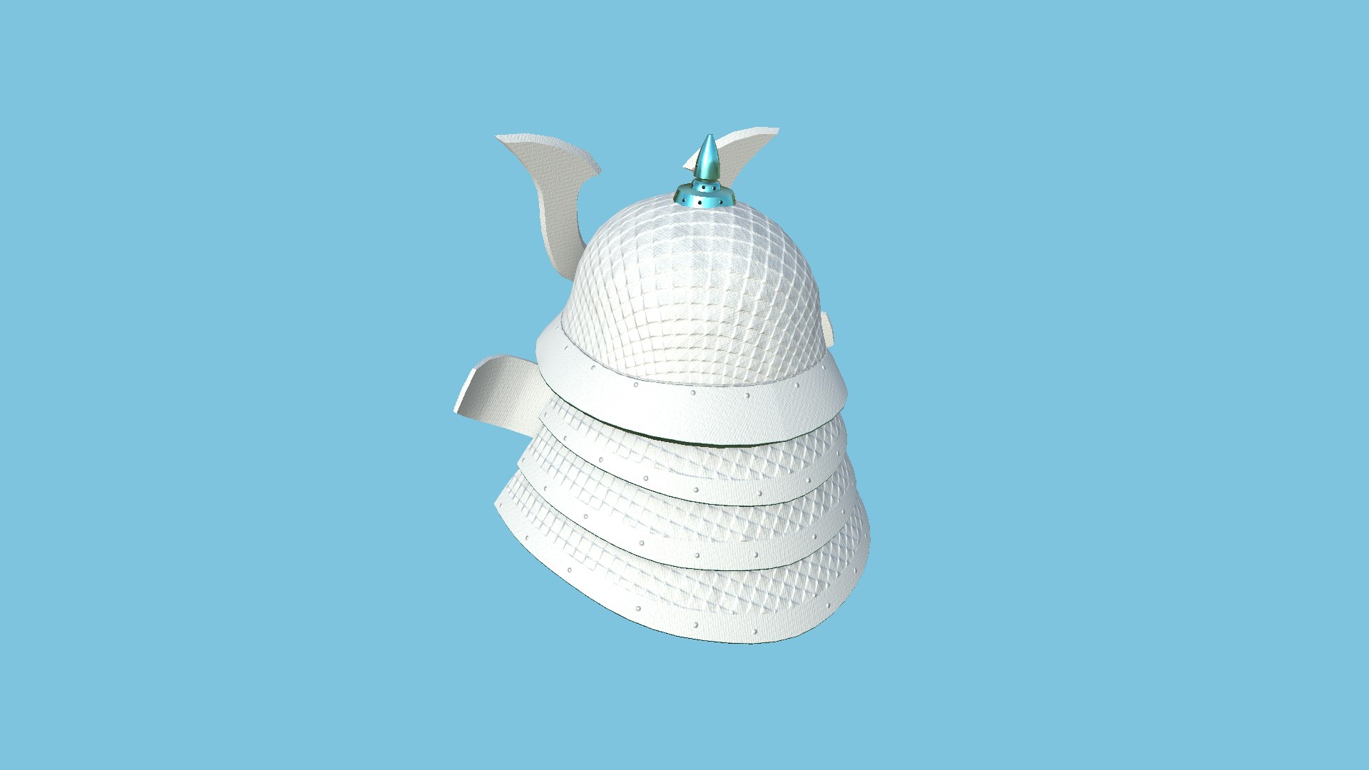 Samurai Helmet 05 White Blue - Fantasy Character Design model ...