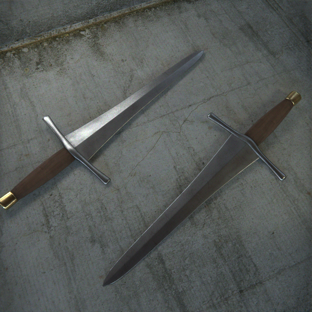 3d model medieval broad dagger