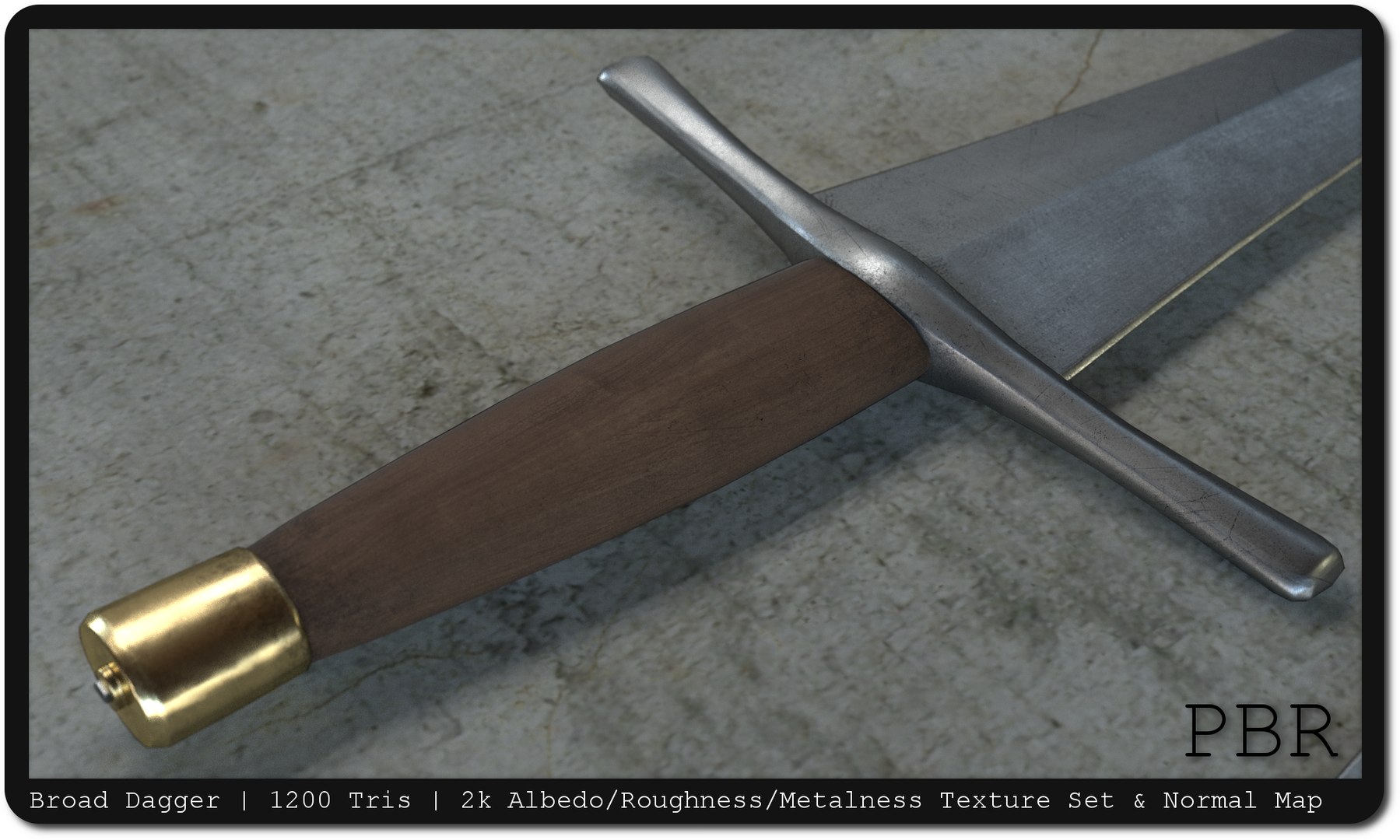 3d model medieval broad dagger