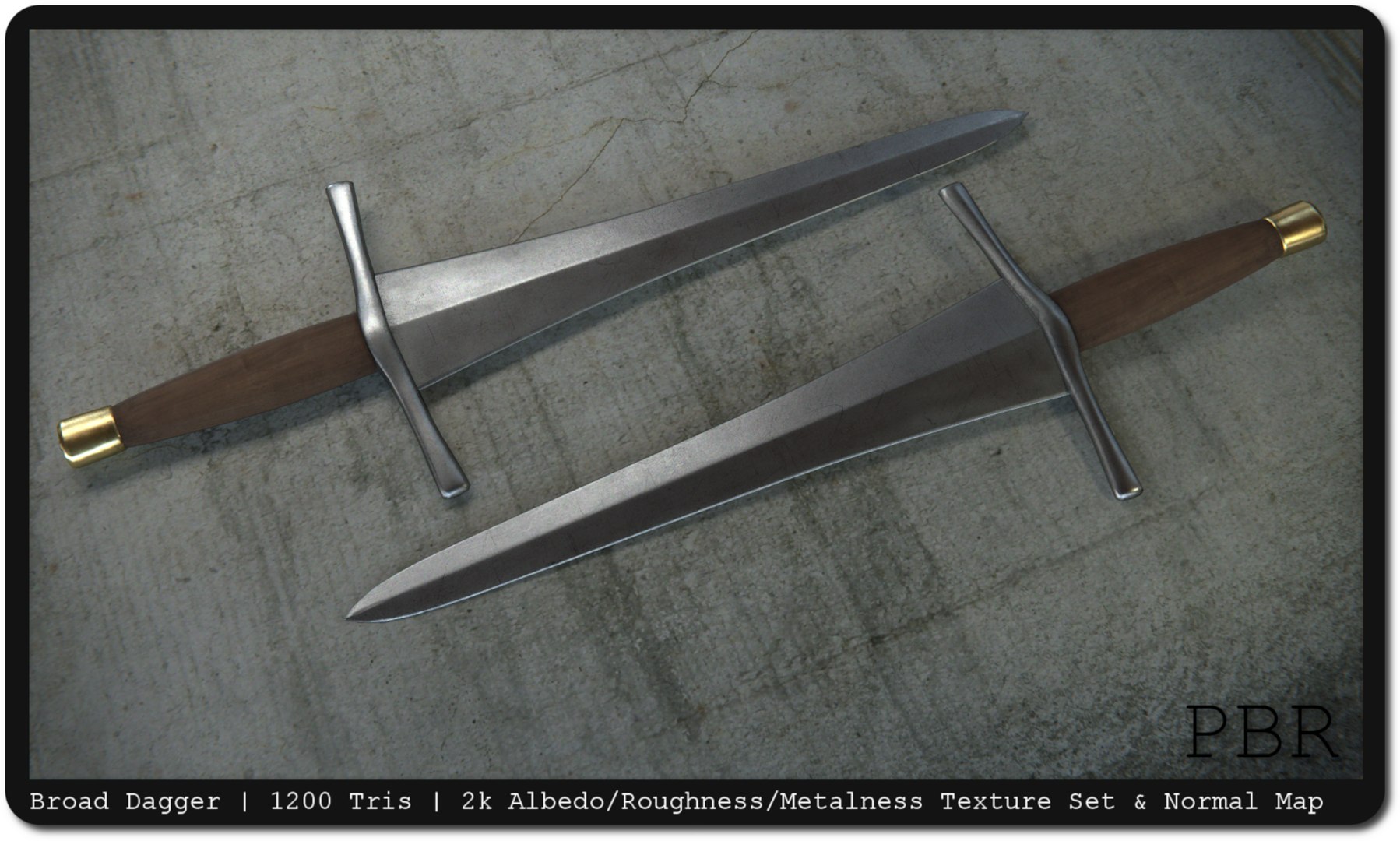 3d model medieval broad dagger