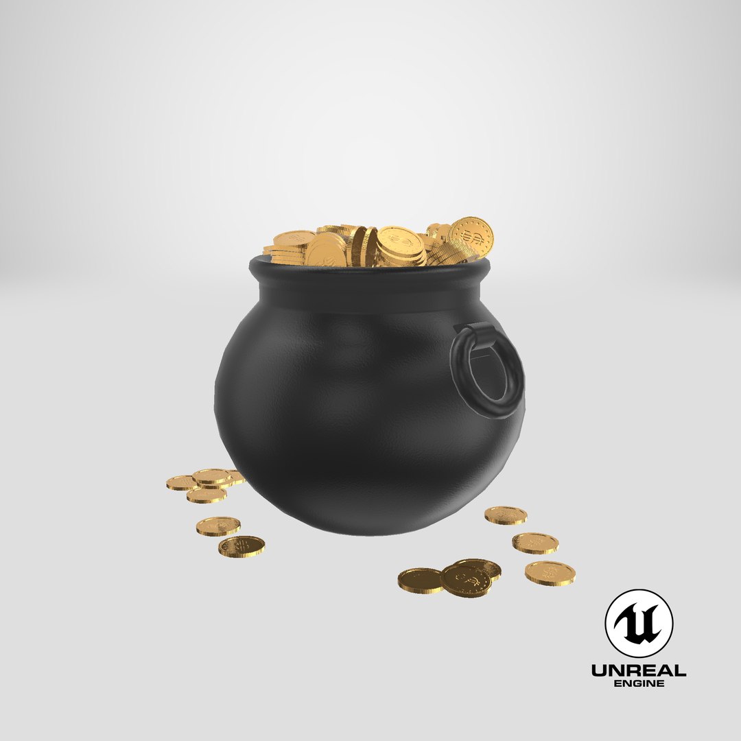 3d model pot gold coin