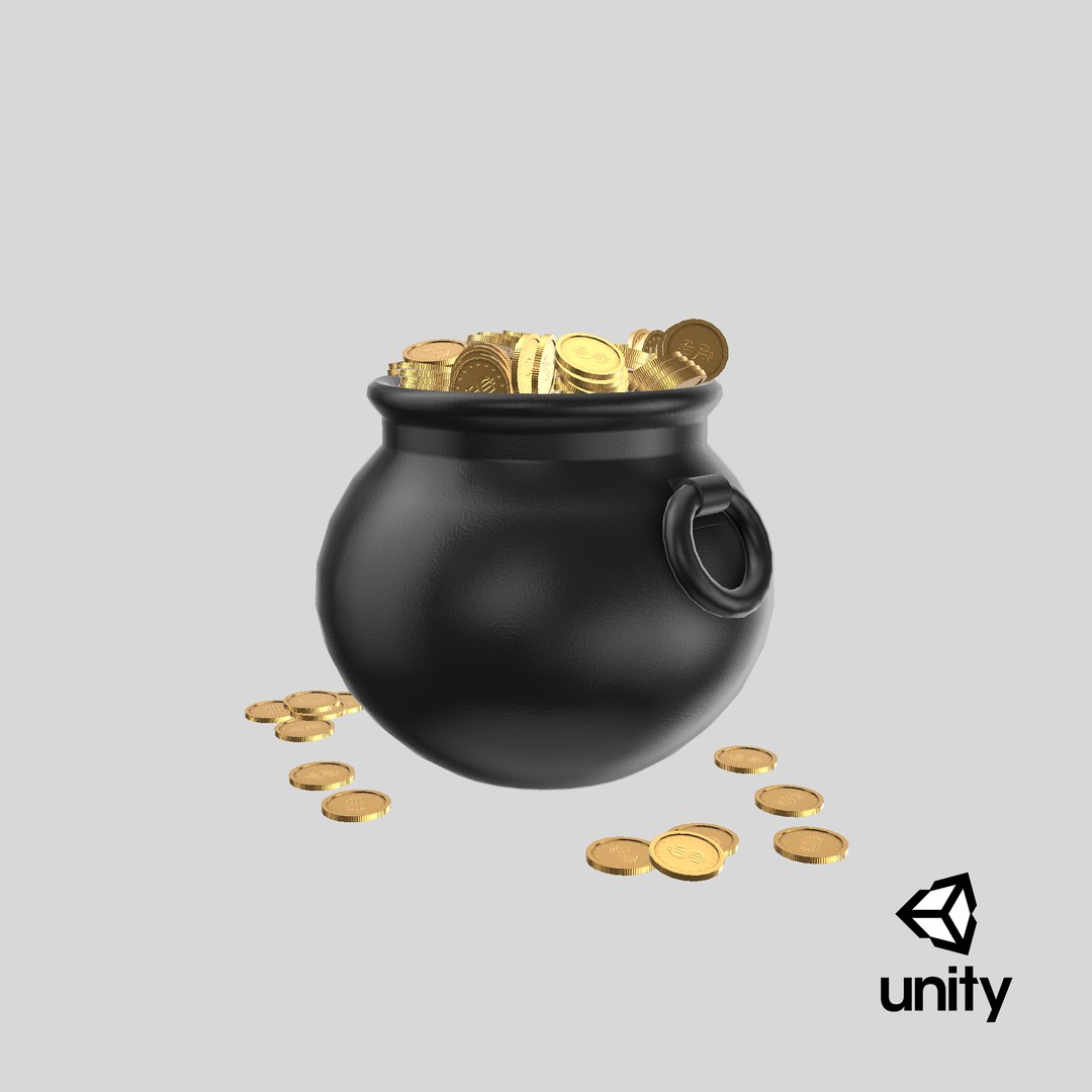 3d model pot gold coin