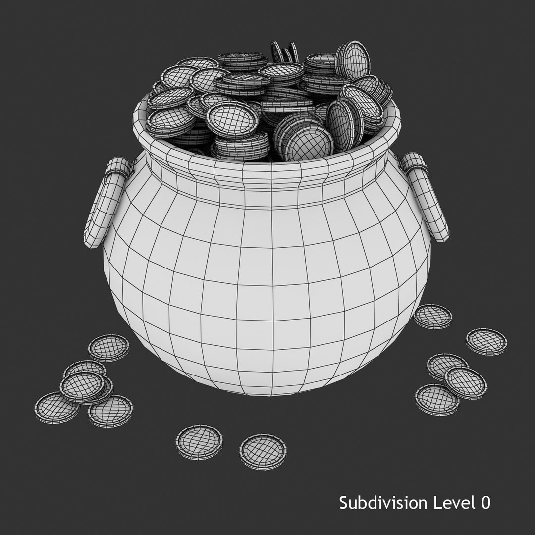 3d model pot gold coin