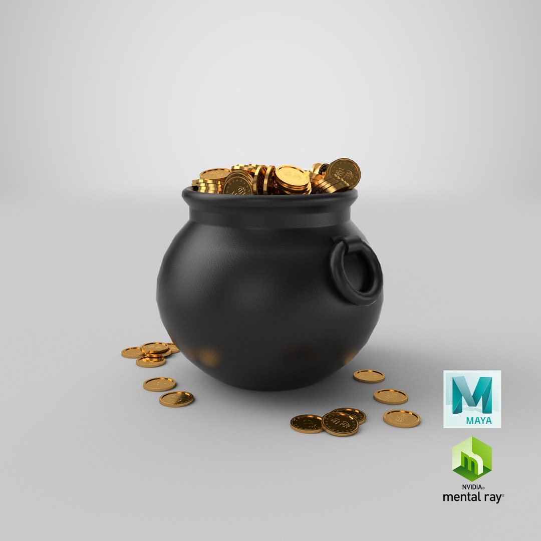 3d model pot gold coin