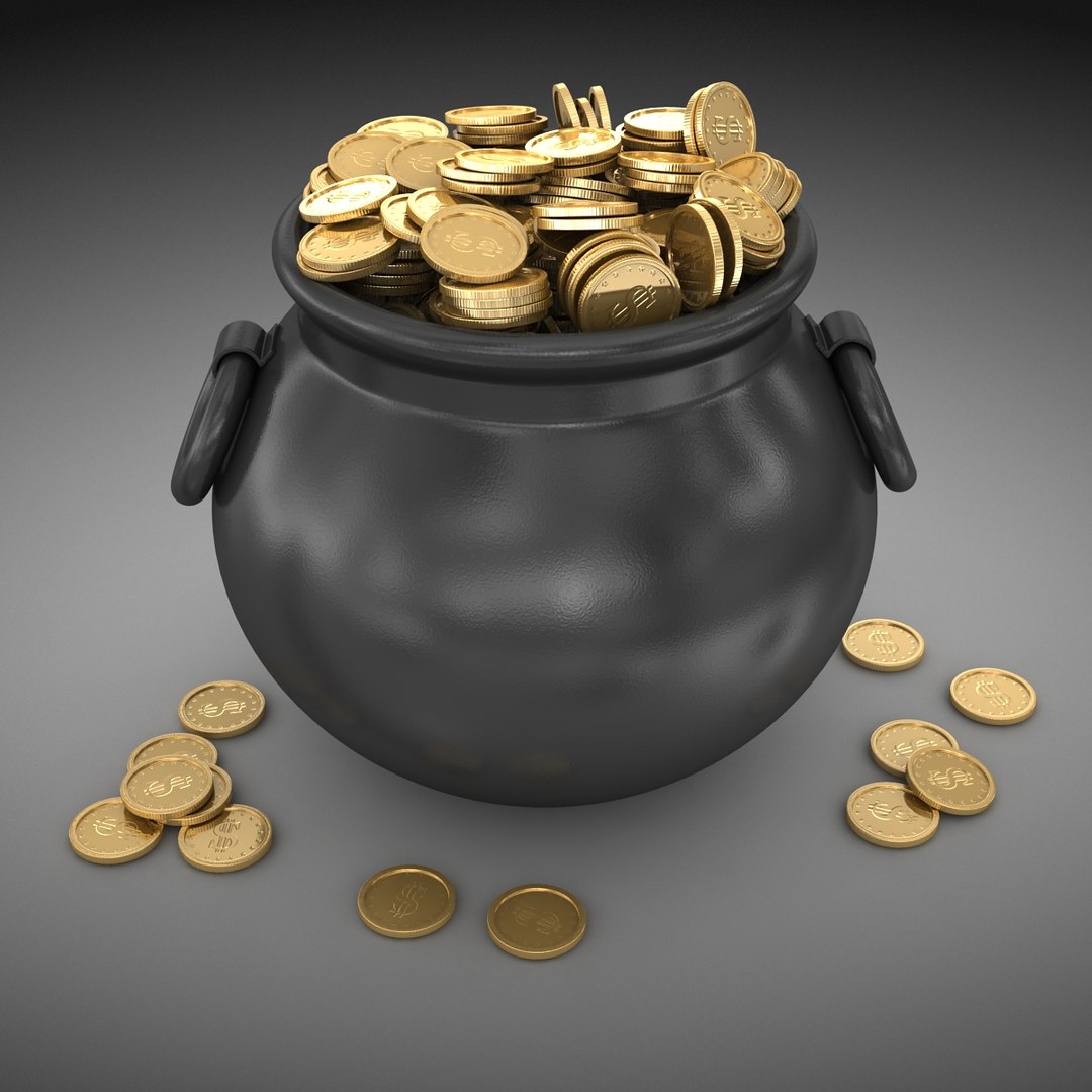 3d model pot gold coin