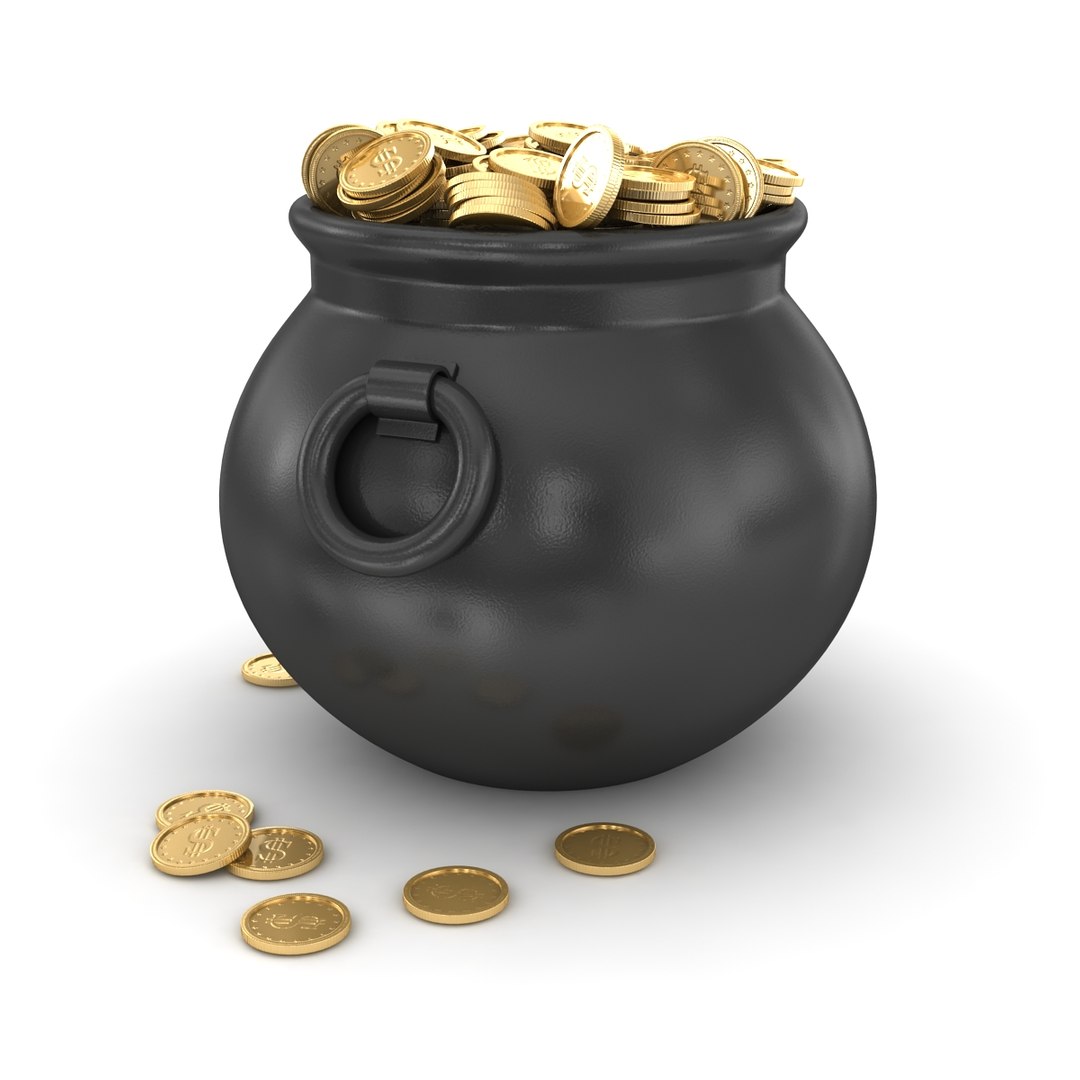 3d model pot gold coin