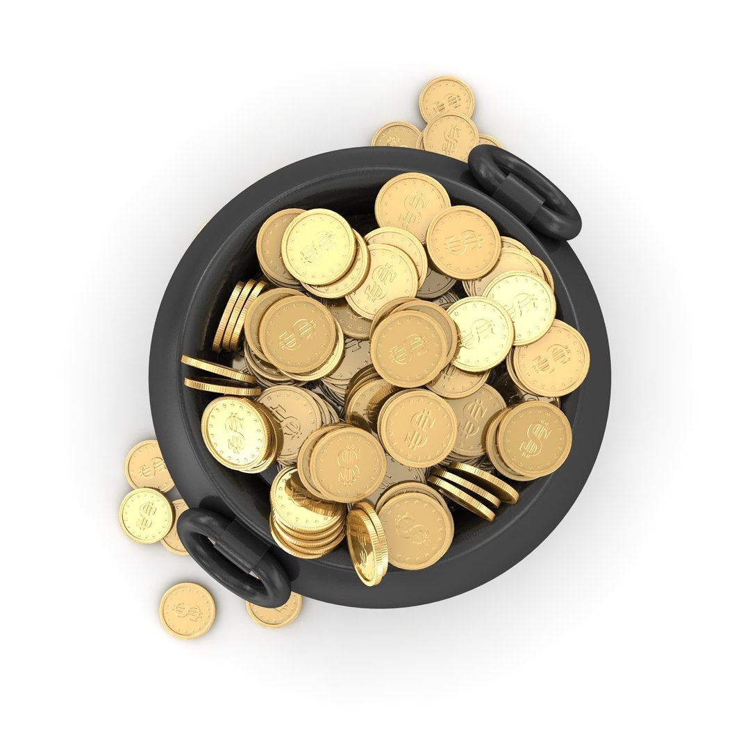 3d model pot gold coin