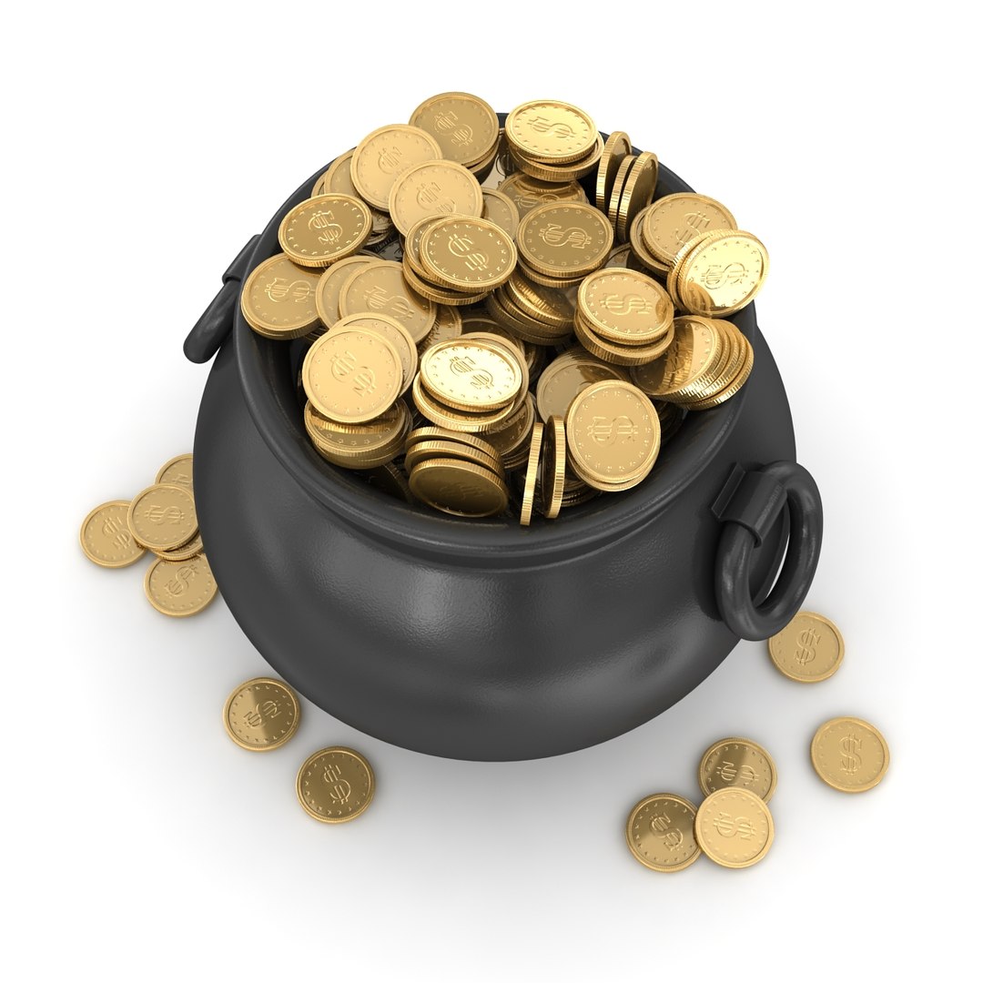 3d model pot gold coin