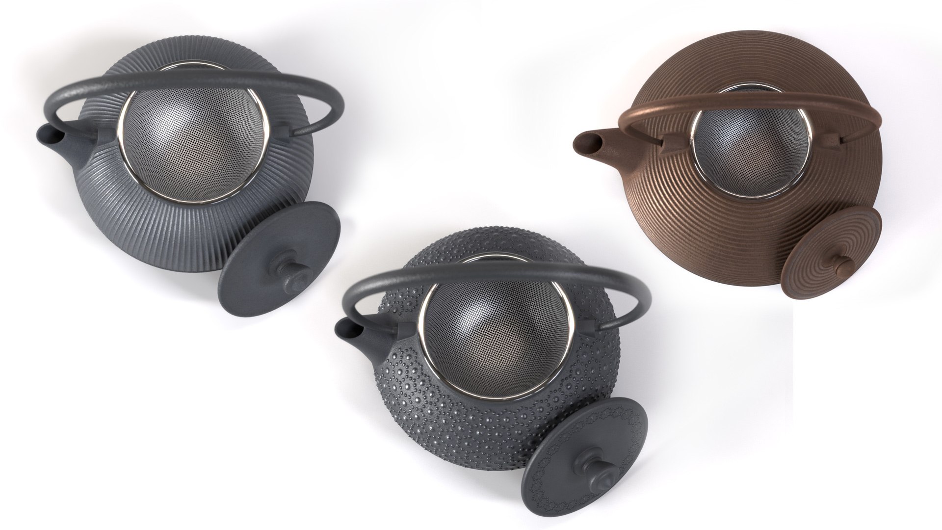 3D Model Traditional Cast-iron Japanese Teapots Collecttion ...