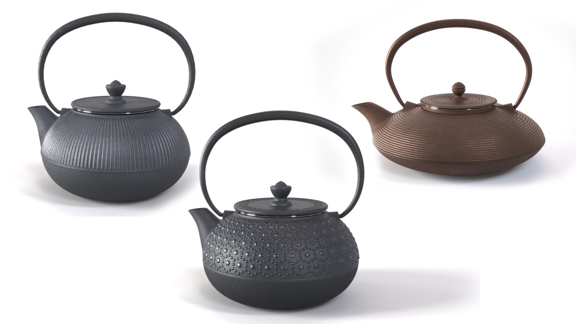 3D Model Traditional Cast-iron Japanese Teapots Collecttion ...