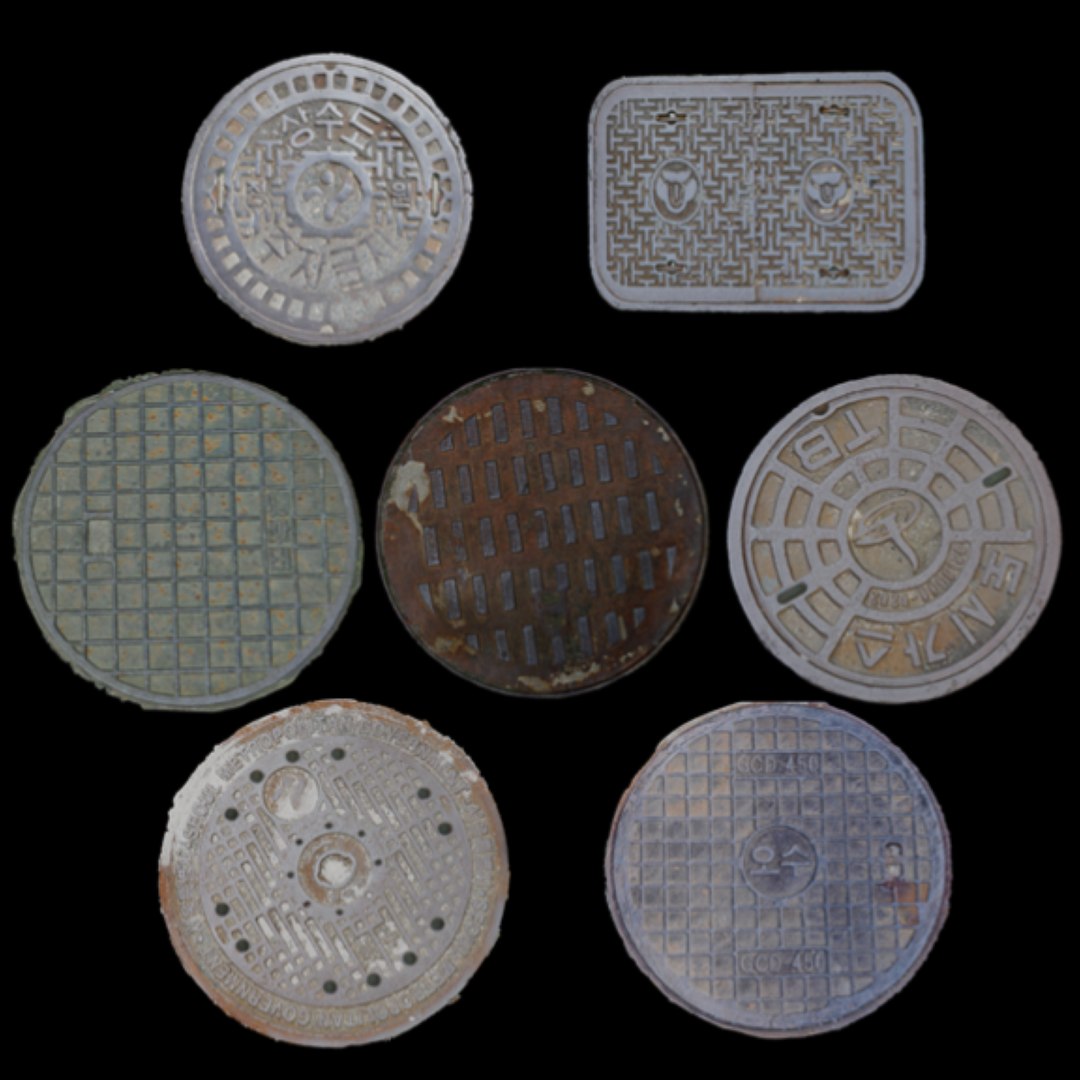 Korean Style 7 Manhole Set 3D Model - TurboSquid 1848478