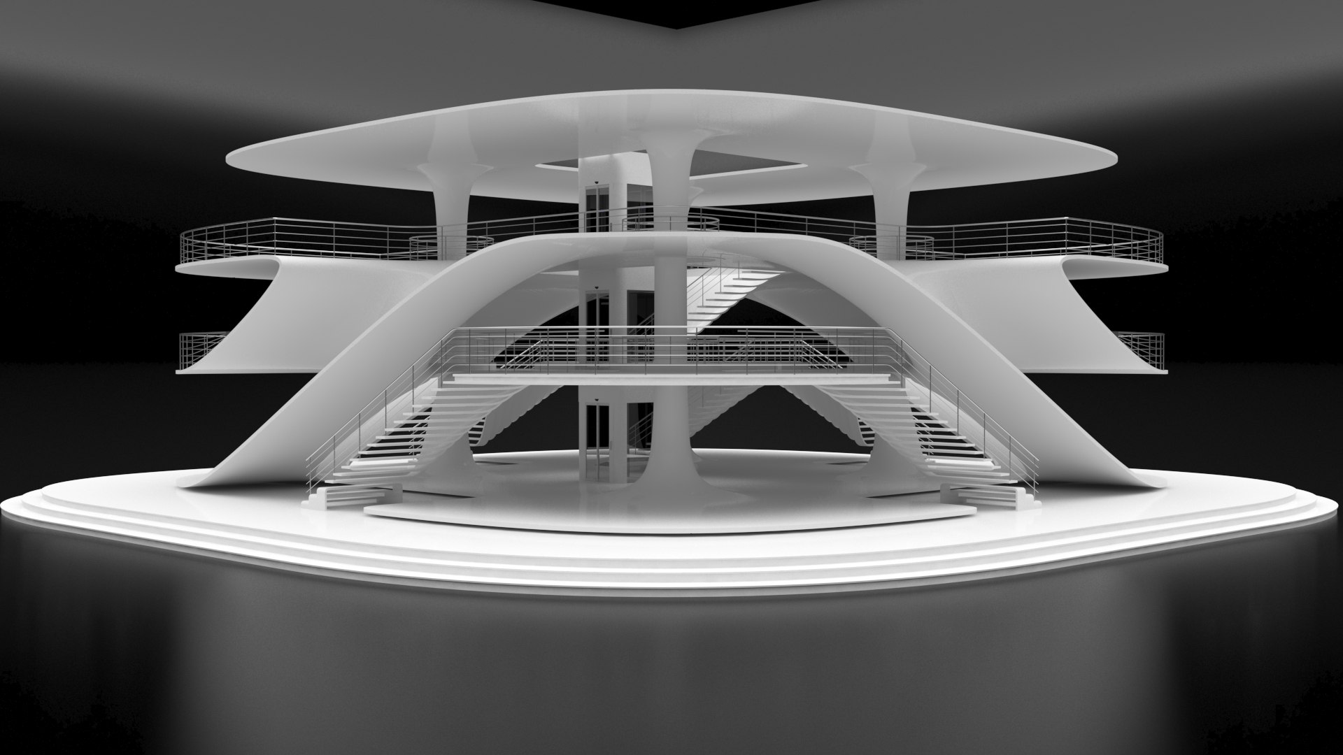 3D Futuristic Parametric Sci-Fi Exhibition Pavilion Architecture Model - TurboSquid 2112749