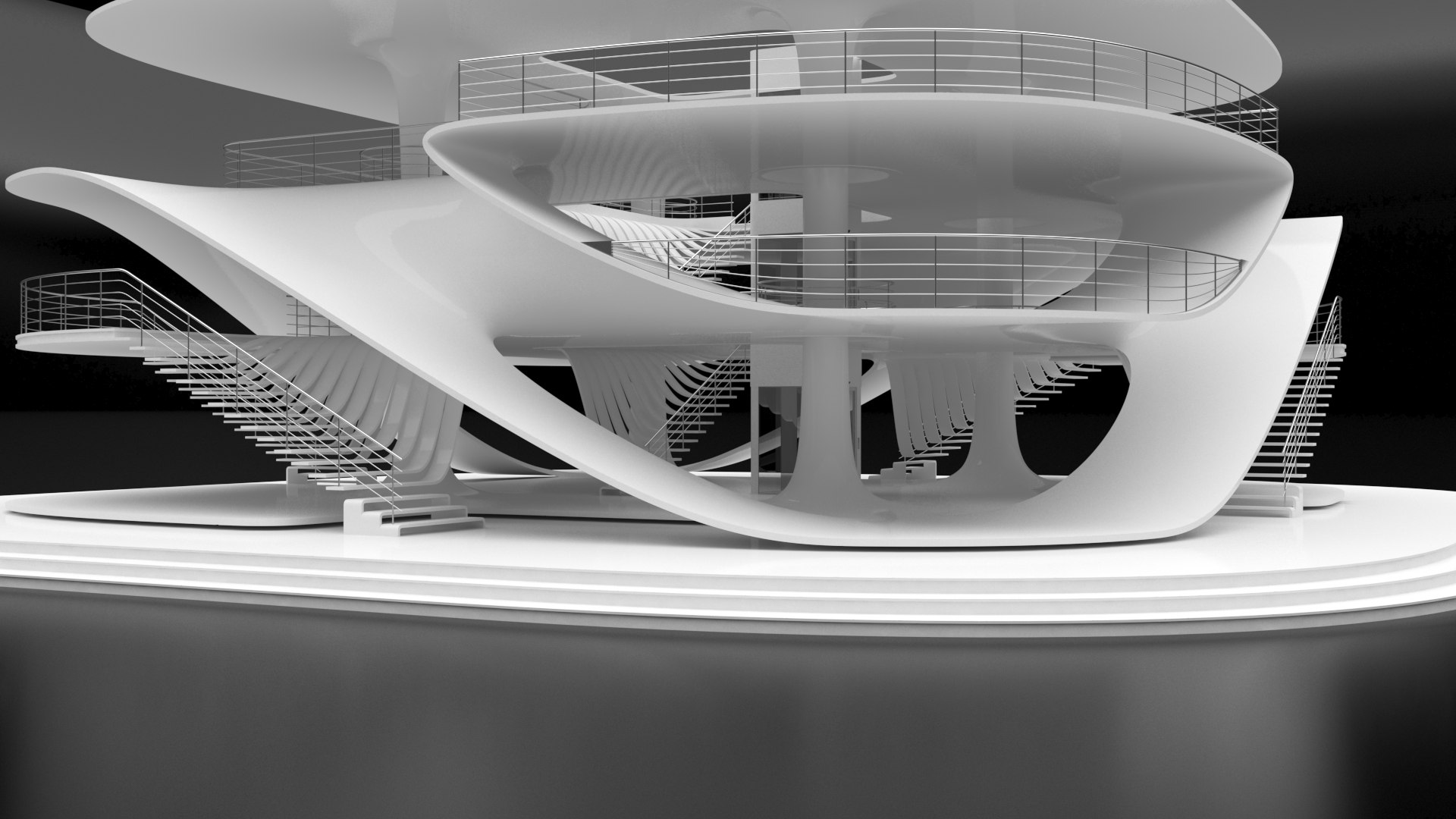 3D Futuristic Parametric Sci-Fi Exhibition Pavilion Architecture Model - TurboSquid 2112749