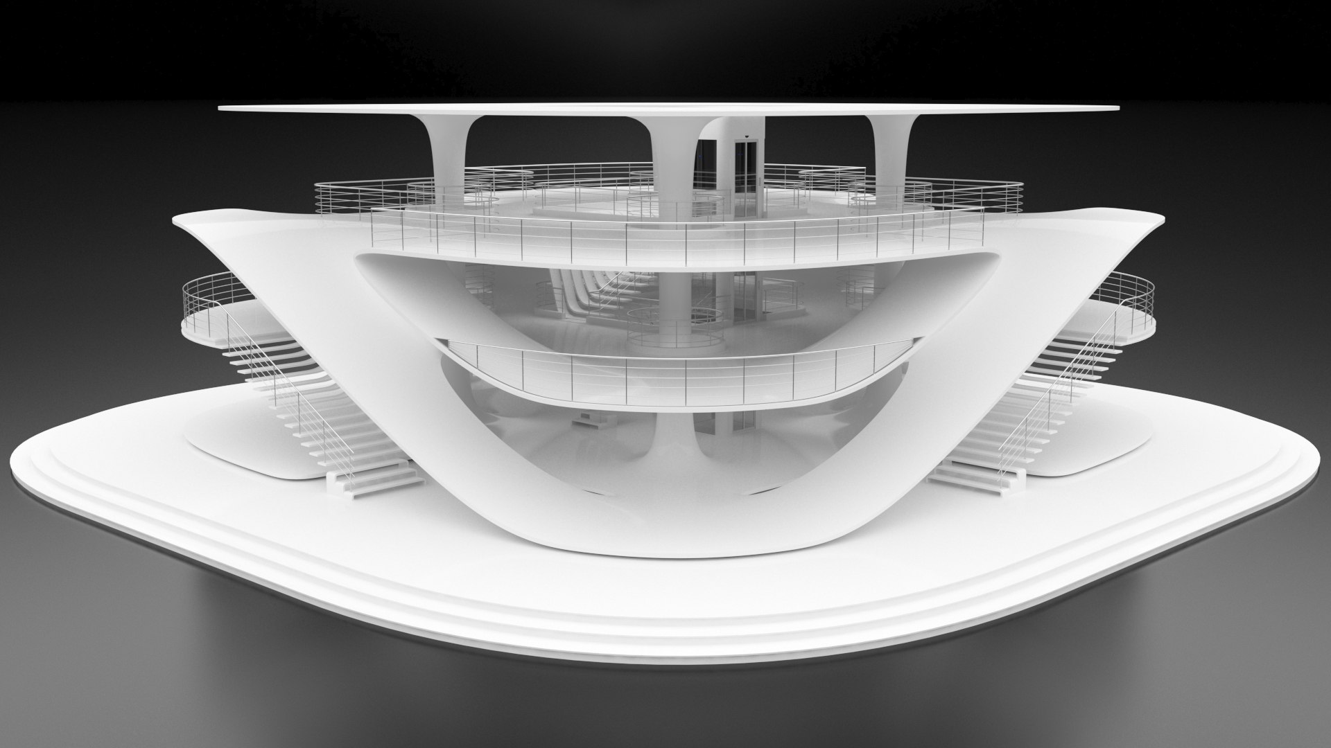 3D Futuristic Parametric Sci-Fi Exhibition Pavilion Architecture Model ...
