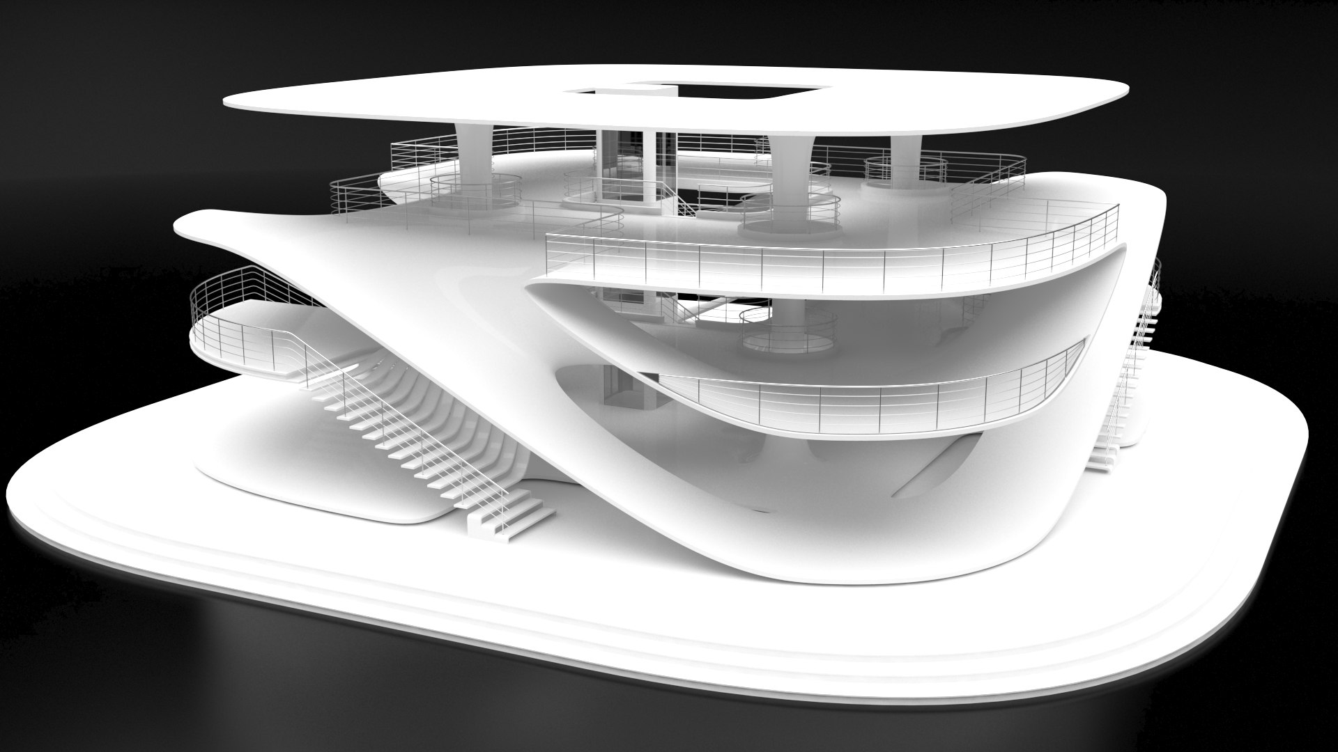3D Futuristic Parametric Sci-Fi Exhibition Pavilion Architecture Model - TurboSquid 2112749