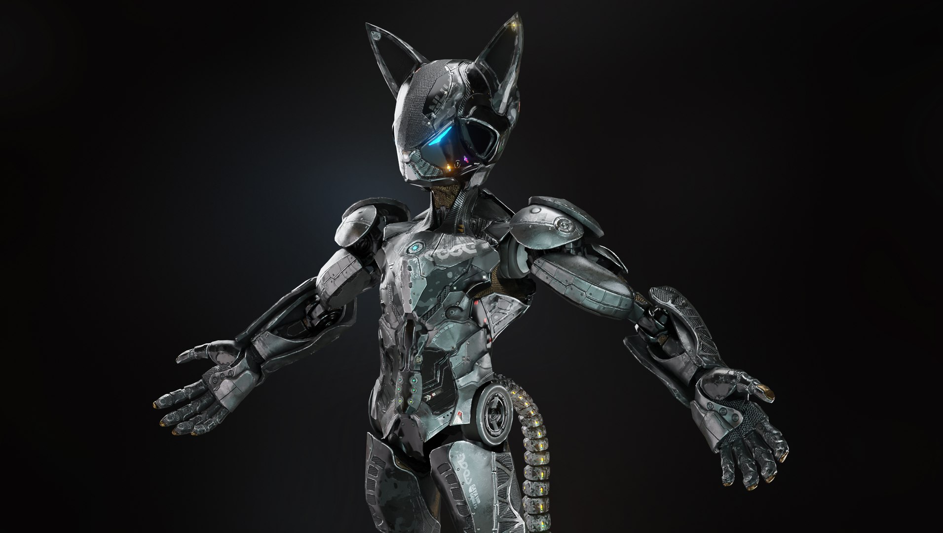 Sci-fi Humanoid Cat Robot - Rigged Game-Ready Anthropomorphic Character ...