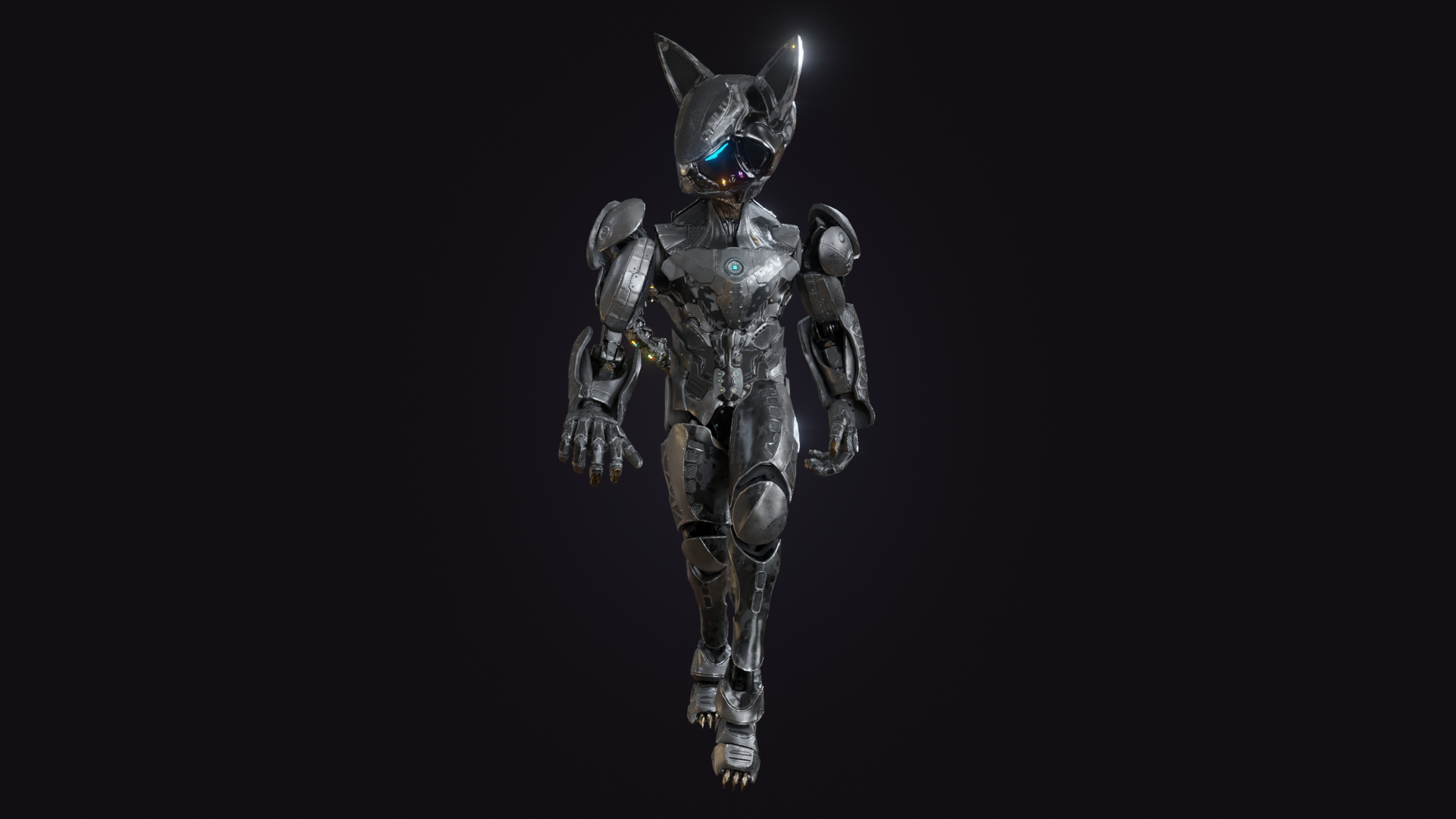 Sci-fi Humanoid Cat Robot - Rigged Game-Ready Anthropomorphic Character ...