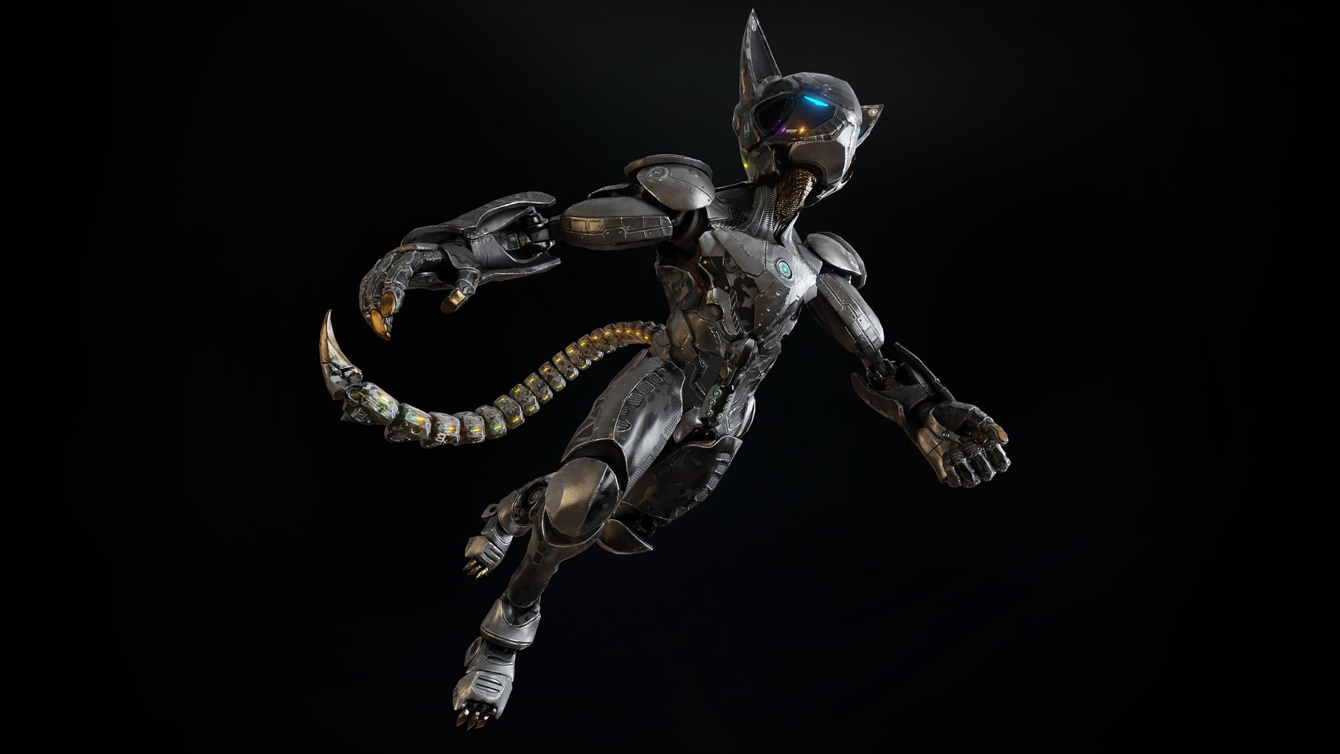 Sci-fi Humanoid Cat Robot - Rigged Game-Ready Anthropomorphic Character ...