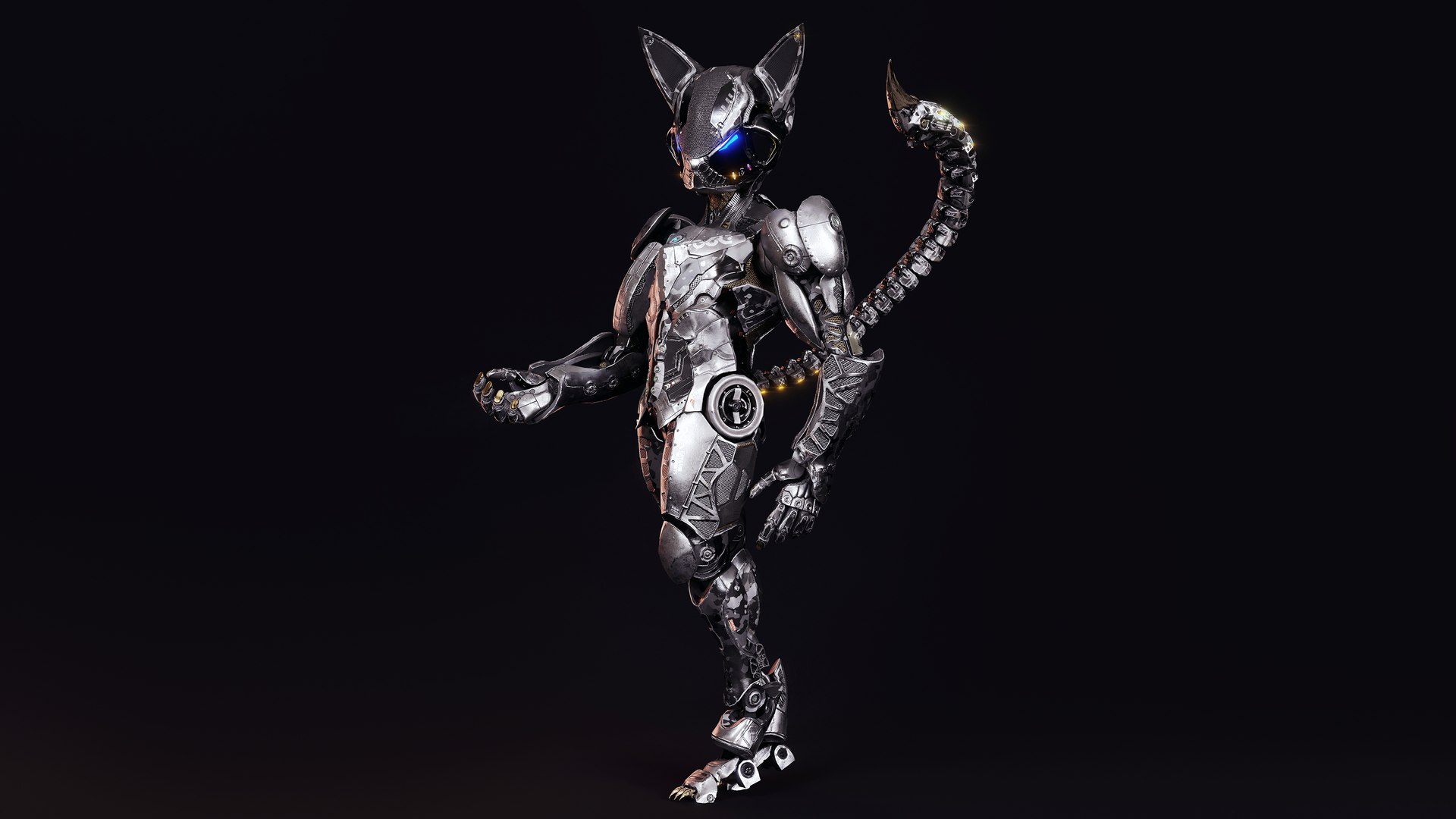 Sci-fi Humanoid Cat Robot - Rigged Game-Ready Anthropomorphic Character ...