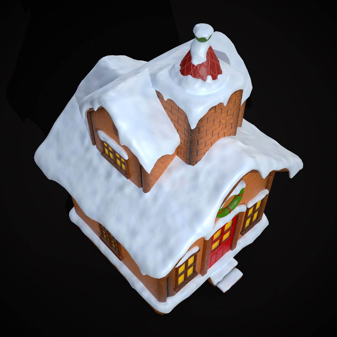 3D Model Snowy Gingerbread House - TurboSquid 2385846