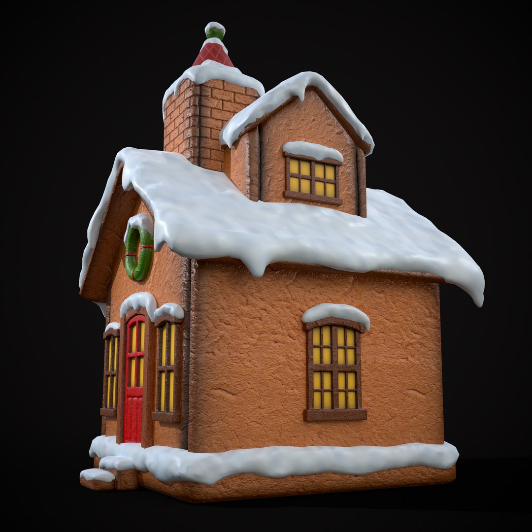 3D Model Snowy Gingerbread House - TurboSquid 2385846