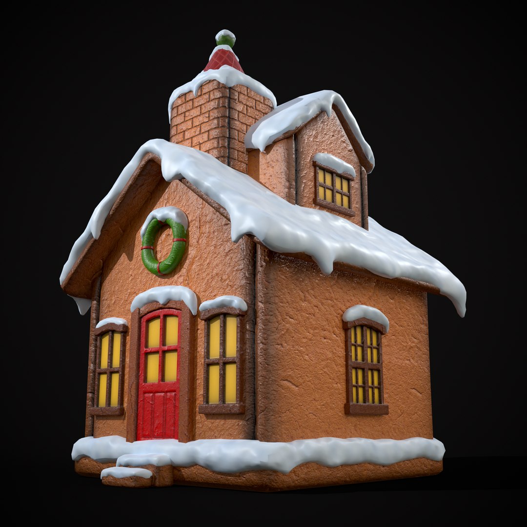 3D Model Snowy Gingerbread House - TurboSquid 2385846