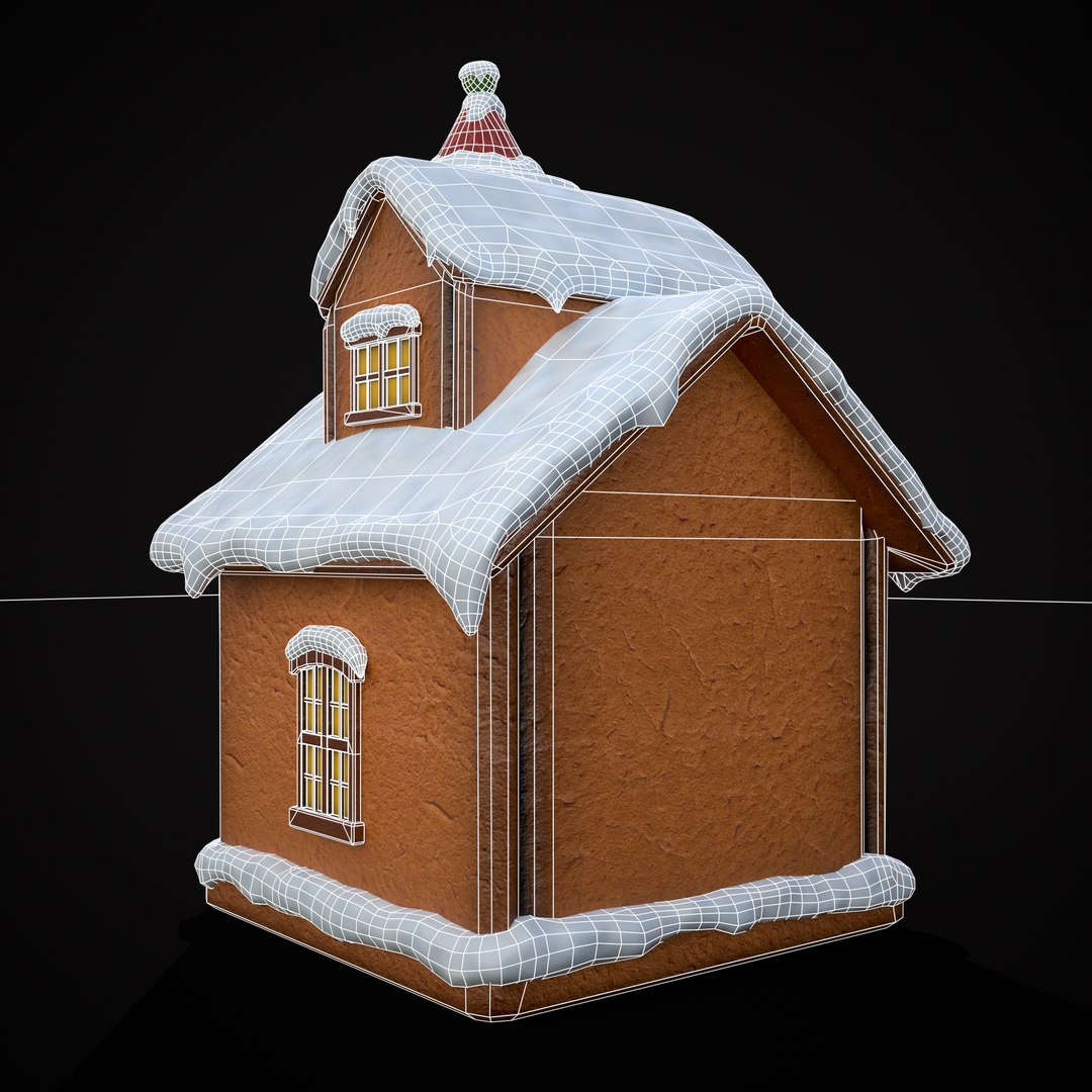 3D Model Snowy Gingerbread House - TurboSquid 2385846
