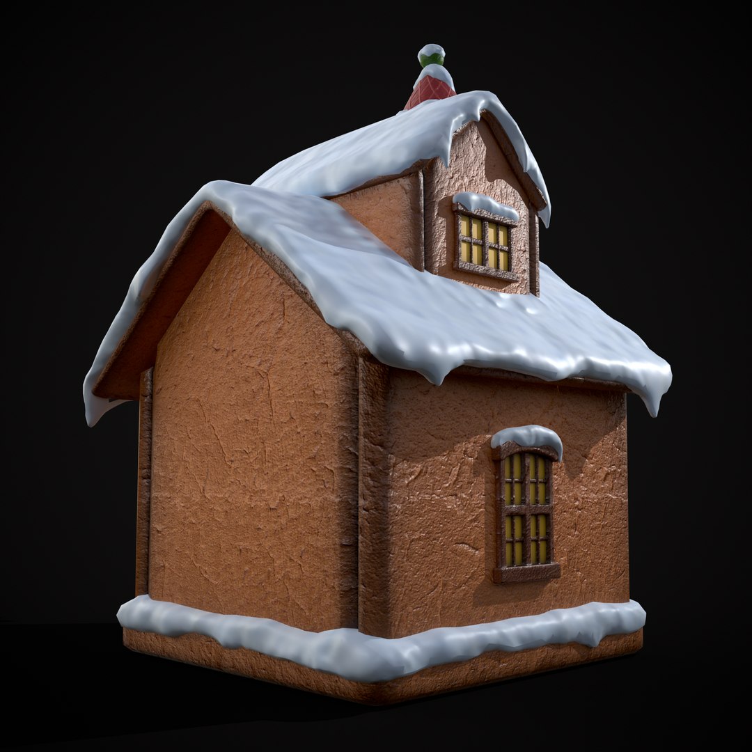 3D Model Snowy Gingerbread House - TurboSquid 2385846