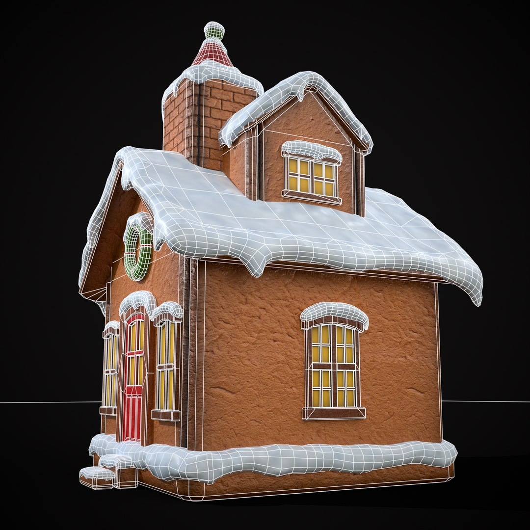 3D Model Snowy Gingerbread House - TurboSquid 2385846
