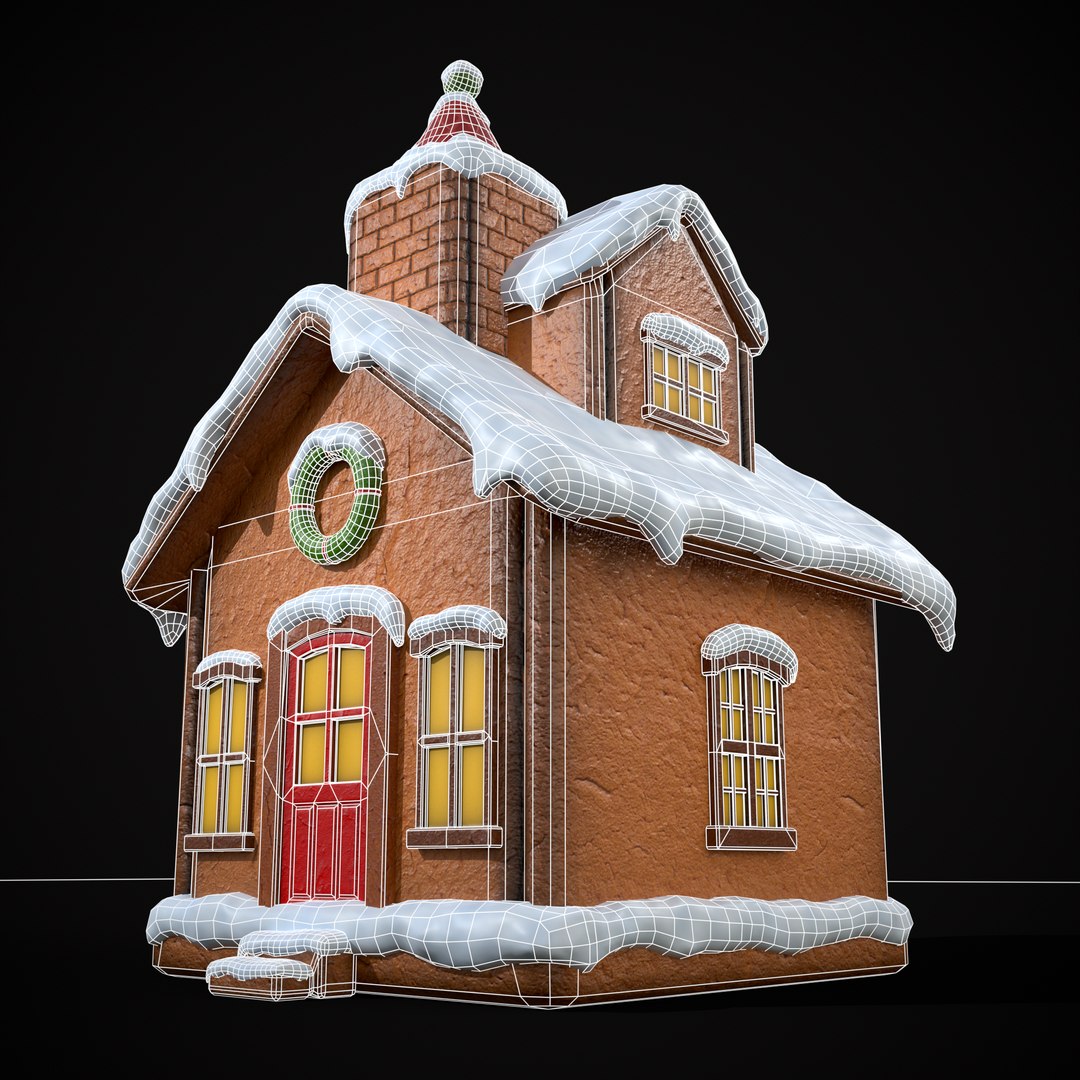 3D Model Snowy Gingerbread House - TurboSquid 2385846