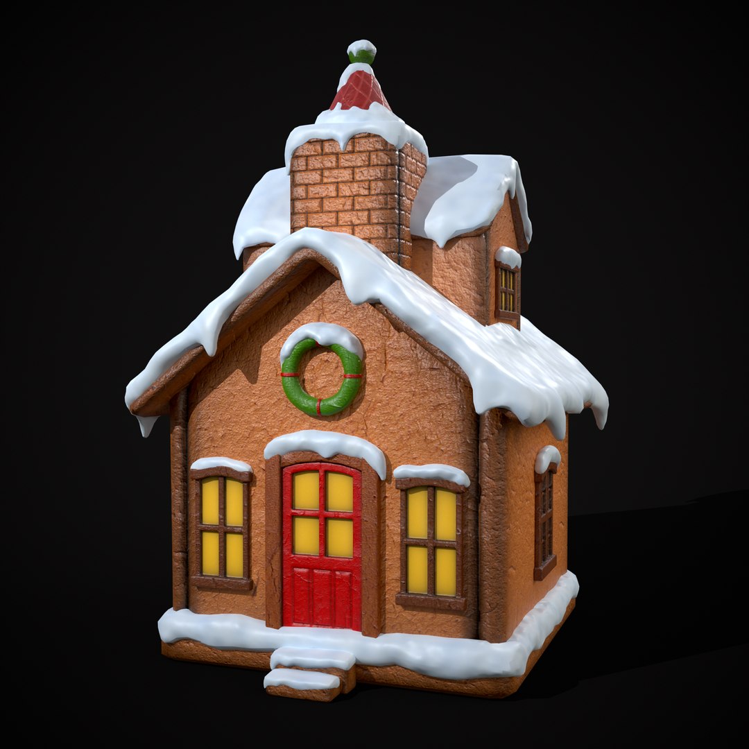 3D Model Snowy Gingerbread House - TurboSquid 2385846