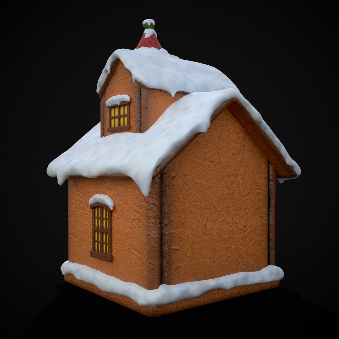 3D Model Snowy Gingerbread House - TurboSquid 2385846