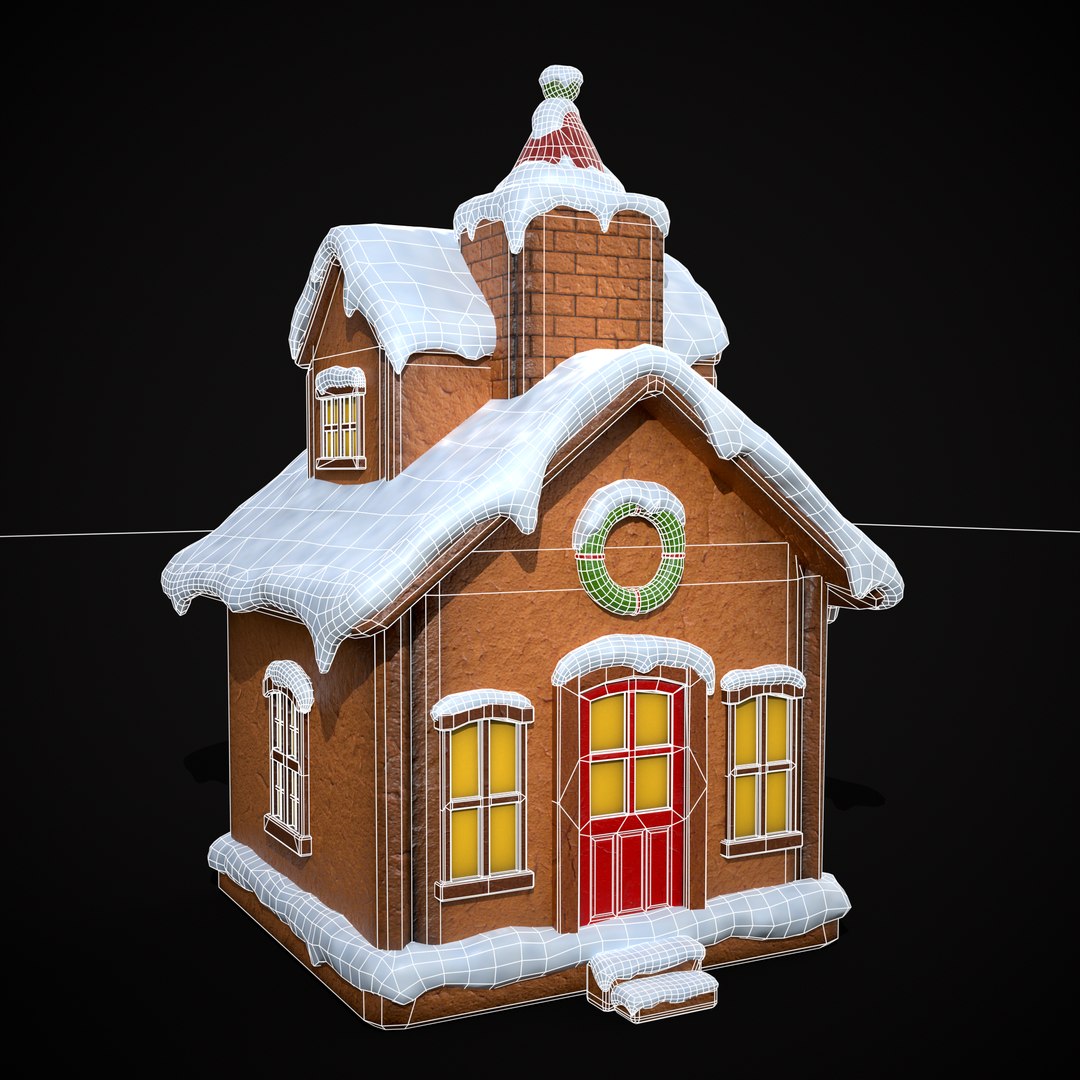 3D Model Snowy Gingerbread House - TurboSquid 2385846