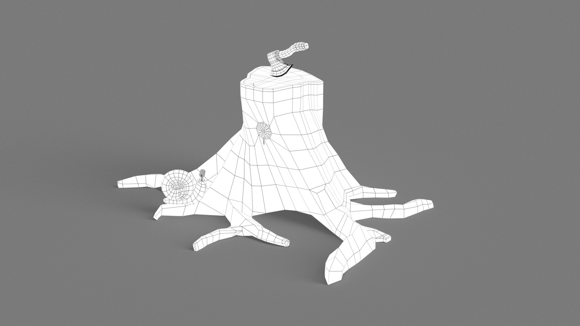 3D Axe Tree Stump Snail Model - TurboSquid 1579269