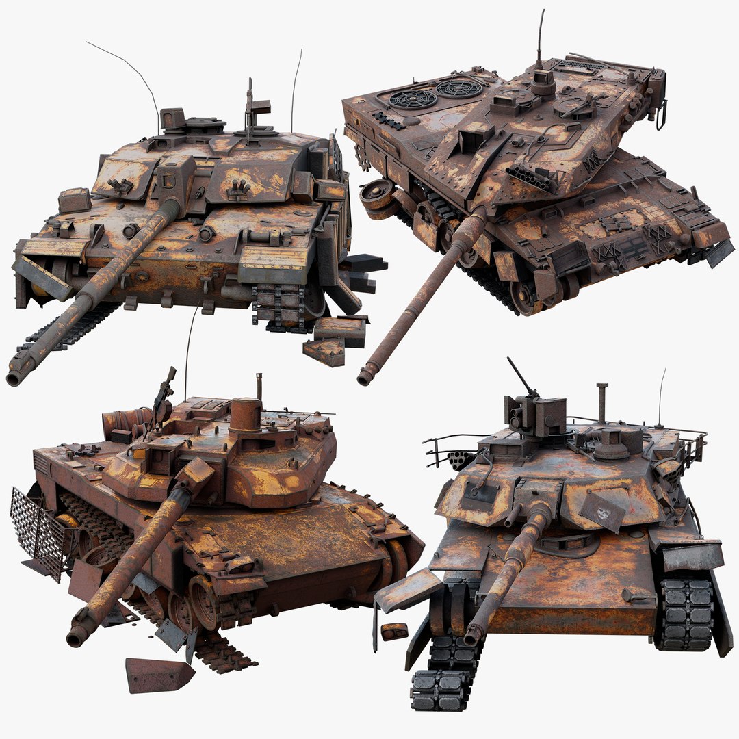 3D 4 Nato Tanks Destroyed Pack - TurboSquid 2165814