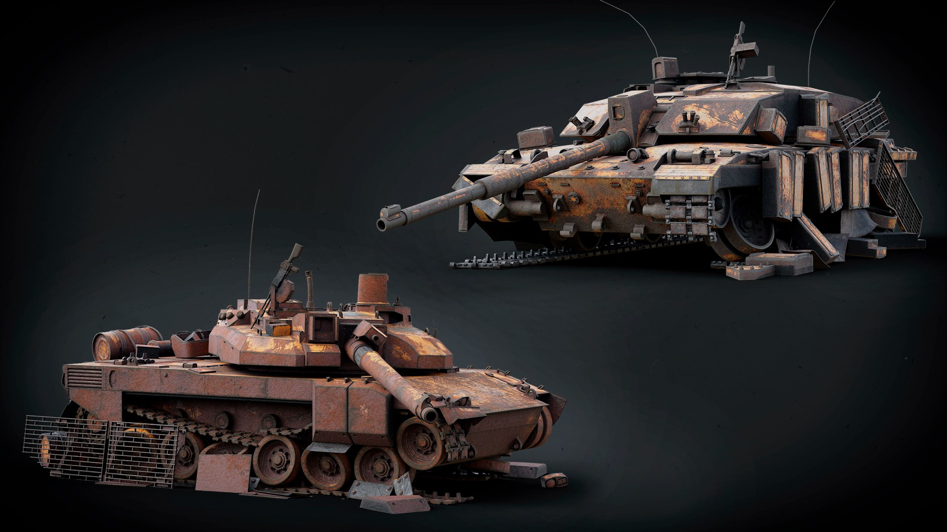 3D 4 Nato Tanks Destroyed Pack - TurboSquid 2165814