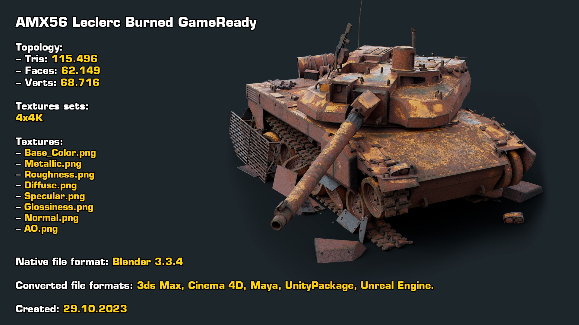 3D 4 Nato Tanks Destroyed Pack - TurboSquid 2165814