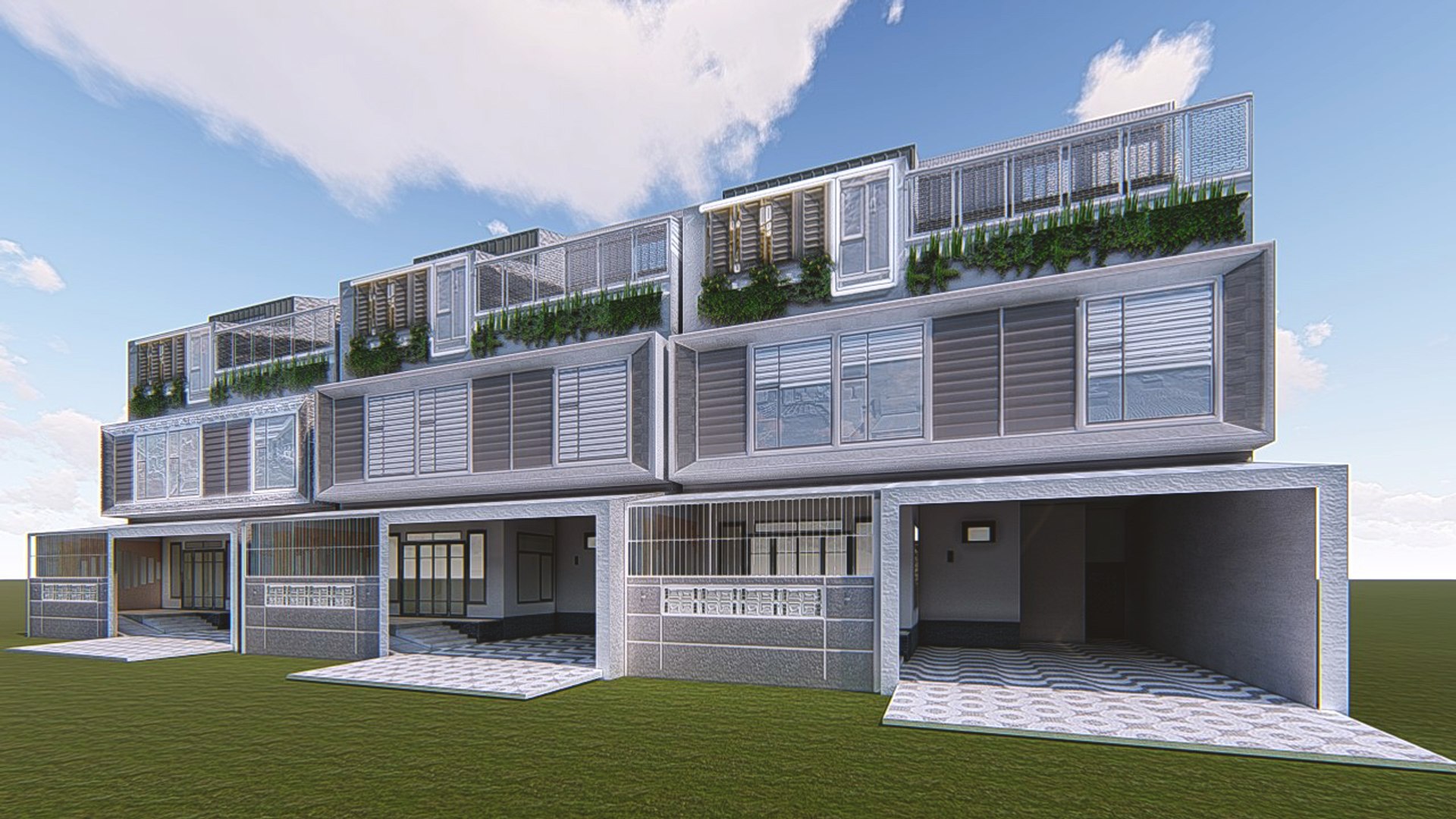 3D 4 STORY MODERN HOUSE EXTERIOR 3 PBR LOW POLY - TurboSquid 2105330