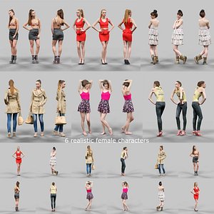 12 realistic characters 3d model