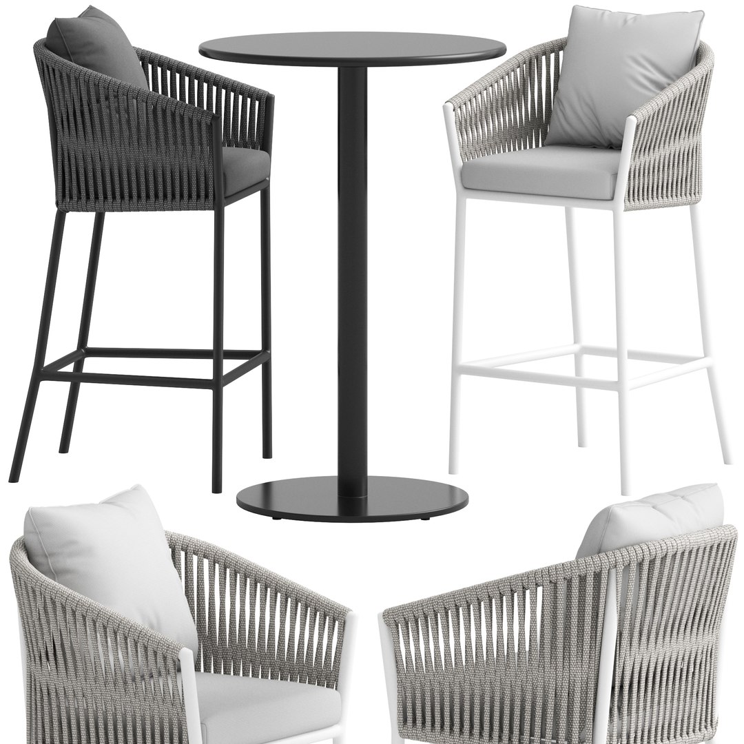 3D Coco Republic Catalina Bar Chair and Oslo Table - TurboSquid 2165961