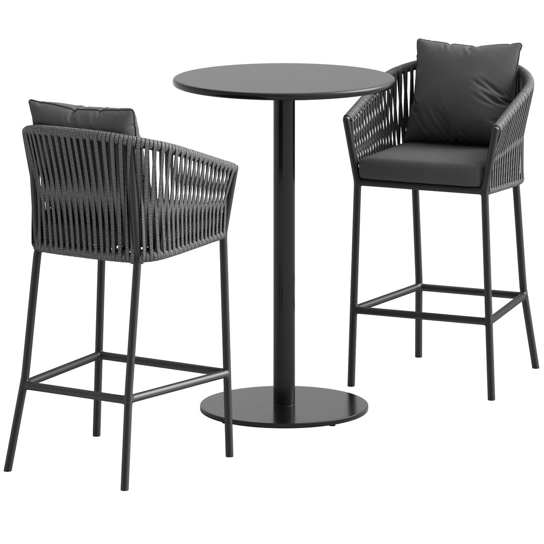 3D Coco Republic Catalina Bar Chair and Oslo Table - TurboSquid 2165961