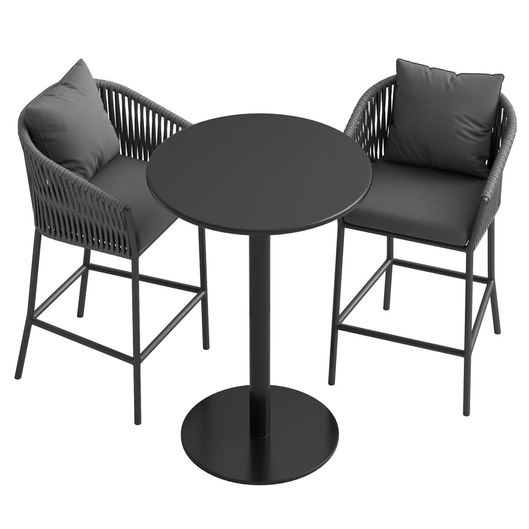 3D Coco Republic Catalina Bar Chair and Oslo Table - TurboSquid 2165961