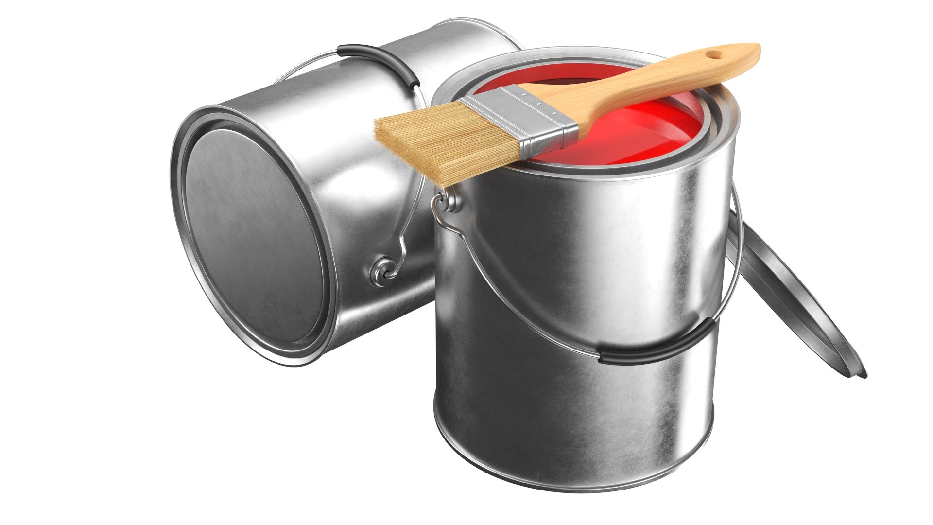 3D Paint Can With Brush - TurboSquid 1877015